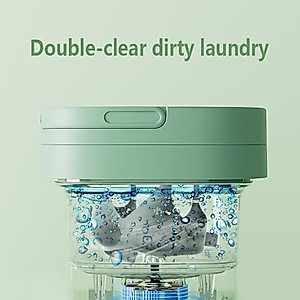 8L Foldable Mini Washing Machine, Portable Washing Machine and Spin Dryer with 3 Modes, Camping,RV, Travel Washing Machine for Underwear, Light Clothes, Socks, UK Plug (US Plug, Green)