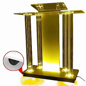 WEOBNAQ Transparent Acrylic Podium with Wheels, pulpits for Churches, Rolling Podium Floor Podium with Light,for Conference Room Church Company Transparent 100x40x116cm