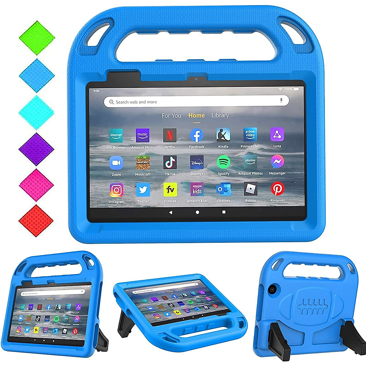BMOUO Kids Case for All New Fire 7 Tablet (12th Generation,2022 Release), Fire 7 Tablet Case, Fire 7 2022 Case, Shockproof Handle Stand Kids Case for Amazon Fire 7 Tablet 2022 Latest Model 7", Blue