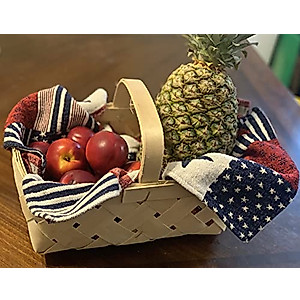 Natural Wooden Baskets, Farm Stand, 6 Quart with Handles, Produce Baskets, Use as a Planter, Make Gift Baskets 2 Pack