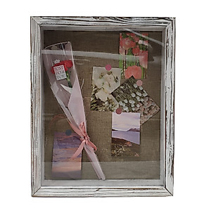 WANLIAN Shadow Box Frame16x20, Extra Large Shadow Boxes Display Cases Wooden Linen Back, Wall-Mounted Deep Display Box Picture Frame for Photos Memorabilia Wedding Jersey Medals Antique (White)