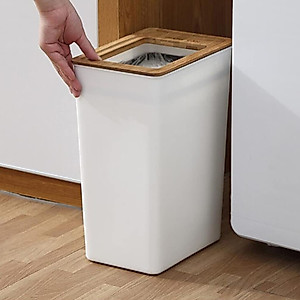 DOITOOL Large Trash Can White Bathroom Trash Can Minimalist Modern Style Garbage Can with Lid Bathroom Waste Container Dog Proofed Trash Can
