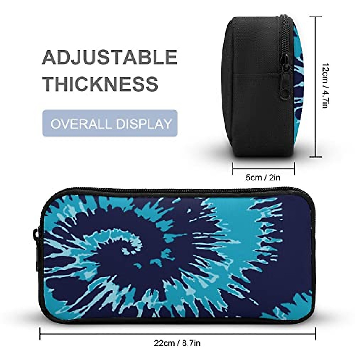 Navy Blue Tie Dye Pencil Case Pencil Pouch Coin Pouch Cosmetic Bag Office Stationery Organizer