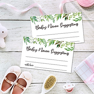 50 Baby Shower Name Suggestion Cards, Greenery Name Suggestion Cards for Baby Shower, Name Suggestion Game, Baby Shower Games, Baby Party Supplies, 3.5 x 2 Inches