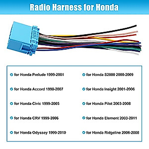Fiegromech Car Radio Wire Harness Adapter Replacement for Select Honda and Acura Stereo Wiring Harness Cable