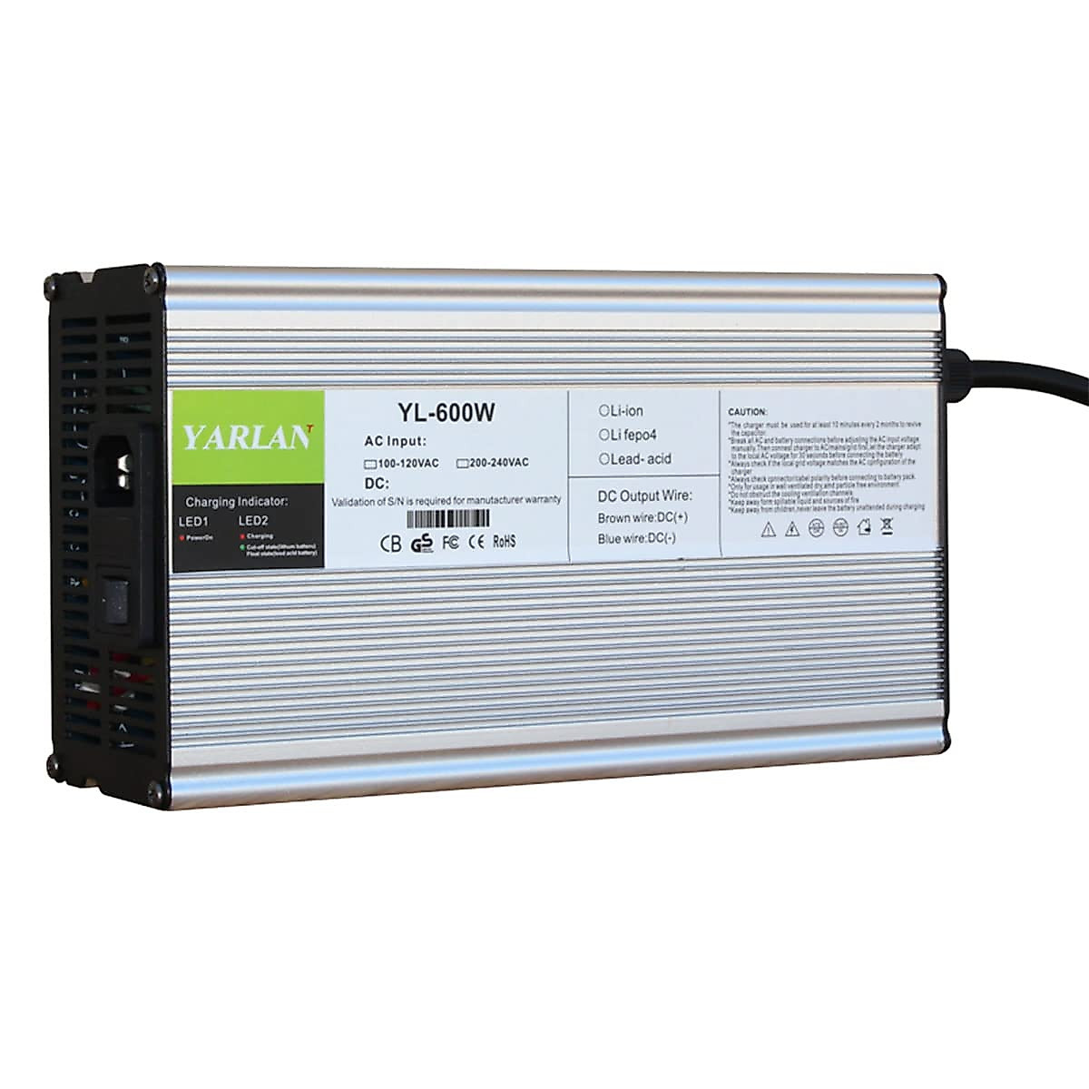 54.6V 10A Charger 48V Li-ion Battery Smart Charger 48V lithium battery charger Golf charger Scooter charger Electric car charger Used for 13S 48V Lithium Lipo Battery Pack