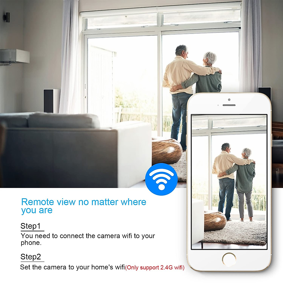 Mini Detector Camera, Full HD 1080P Wireless Security Nanny Detector Camera with Motion Detection/Remote View for Home and Office, No Audio