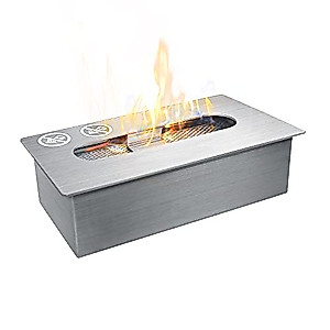Tabletop Fire Pit Burner, Indoor Outdoor Ventless Table Styled Firepits Portable Fire Bowl Pot Insert, Real Flame Like Gel Fireplaces or Wood Log Fire Pit Wick, Stainless Steel