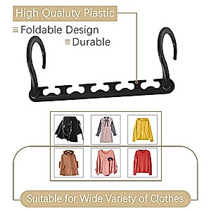 Space Saving Hangers, 8 Pack Black Heavy Duty Plastic Closet Hangers Space Saving, Hanger Organizer for Closet Organizers and Storage, Collapsible Magic Hangers Space Saver (Black)