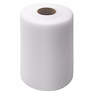 Tulle Fabric Rolls 6 Inch by 100 Yards (300 ft) White Tulle Ribbon Spool for Tutu Skirt Wedding Baby Shower Birthday Party Decorations Christmas Gift Wrapping DIY Crafts (White)