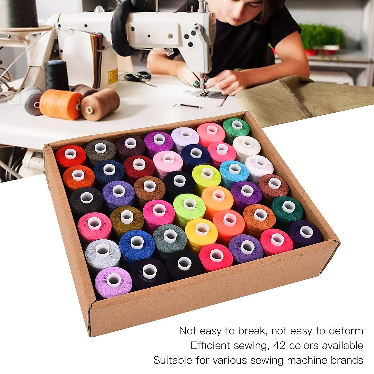 Sewing Spools Set, 42 Colors 1000 Yards Polyester Household Threads Set for Sewing Machine DIY Embroidery