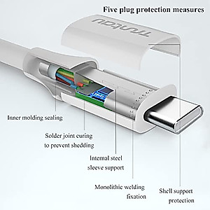 Truntau USB a to USB c Cable, Premium USB to USB c Cable Standard Length, Charging Data Sync Type c Cable for Samsung S10 Plus A80 Note 20, iPhone15 Pro Plus Max, LG, Moto, etc, White, 3.3 ft