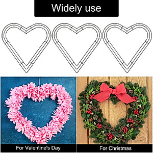 bememo 2 Pieces 16 Inch Heart Wire Wreath Frame Metal Flower Wreath Frames for New Year Valentines Party Decoration, Dark Green