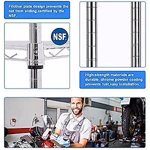 6 Tier Storage Shelves, Wire Shelving Metal Shelf Adjustable Height, Heavy Duty Garage Storage Shelves with Wheels, 82 "H x 48 "L x 18 "W, 2100 lb Weight Capacity (Chrome)