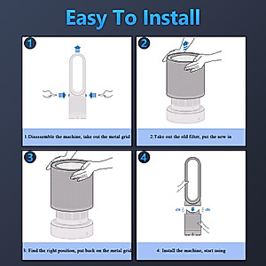 2 Pack Air Purifier Filter Replacement for Dyson HP01 HP02 DP01 DP02 Desk Air Purifiers, Funmit 360° Combi Glass HEPA Carbon Filter Fit for Dyson Pure Hot Cool Link Air Purifier, Part # 968125-03