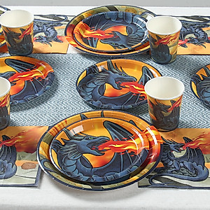 Dragon Party Supplies (Serves 24) Dinner Plates, Dessert Plates, Cups, Napkins. Fantasy Birthday Decorations for Kids, Boys, Girls and More. Dragon Themed Birthday Party Decorations