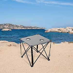ARROWHEAD OUTDOOR 26” (66cm) Heavy-Duty Portable Camping Folding Table, 2 Cup Holders, Compact, Square, Carrying Case Included, Steel Frame, High-Grade 600D Canvas, USA-Based Support
