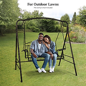 VINGLI Upgraded Metal Porch Swing Stand with Antique Bronze Finish, Heavy Duty 660 LBS Weight Capacity Steel Swing Frame with Extra Side Bars, Powder Coated Hanging Swing Frame Set for Outdoors