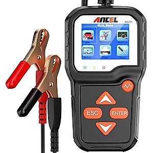ANCEL BA301 6V 12V Car Battery Tester, 100-2000 CCA Automotive Load Tester Alternator Tester Auto Digital Battery Analyzer Cranking and Charging System Test Tool for Motorcycle Car Boat Truck SUV ATV