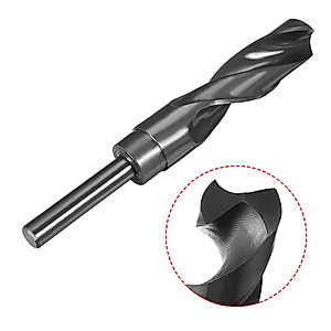 uxcell Reduced Shank Drill Bit 22mm Black Nitride Coated with 1/2 Inch Straight Shank, High Speed Steel HSS 9341 Twist Drill Bit for Stainless Steel Alloy Metal Plastic