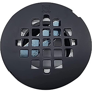 Westbrass D206P-62 4-1/2" OD Shower Drain Assembly and Grid Strainer Cover fits both Sch. 40 PVC & ABS Pipes, Matte Black