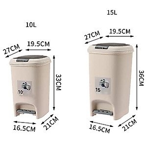 HAOHANR Bathroom Trash Can Soft-Close,2.6 Gallen Small Trash Can with Lid and Foot Pedal, 10 Litter Trashcan Removable Handle Inner Bucket for Bedroom,Kitchen,Powder Room(Khaki)