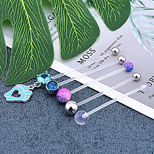 LAURITAMI Blue 14G Pregnancy Belly Button Rings Flexible Bioplast Sport Maternity Belly Navel Retainer Body Piercing 38mm 1 1/2"