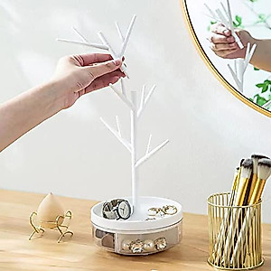 NA Creative Jewelry Rack Jewelry Necklace Display Rack Earring Storage Box Ornaments Storage Rack (white)