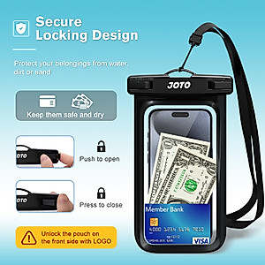 JOTO IPX8 Waterproof Phone Pouch Case, Underwater Dry Bag for Phone Protector for iPhone 15 14 13 12 11 Pro Max, Galaxy S24 S23 S22 Ultra Pixel to 7" Cruise Vacation Essential -2 Pack, Black