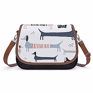 delayer Satchel Bag For Women Scandinavian Dachshund Dogs Waterproof Leather Crossbody Handbag Messenger Bag For Ladies
