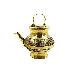 Small Brass Kalash Lota Pot with Lid Utensil Drinkware for Pooja Puja decoration Purpose for Temple Home office Pure Copper Vessel Lota Puja Item Home Decoration for Gift Housewarming(Size:-3"Inches)