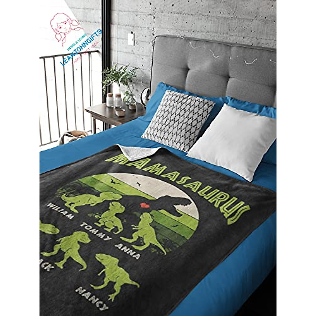 Personalized Mamasaurus Blanket Custom Rex Name , Mama Dinosaurs, Custom Dinosaur Mom Mom Birthday Gifts Custom Fleece Sherpa Blanket