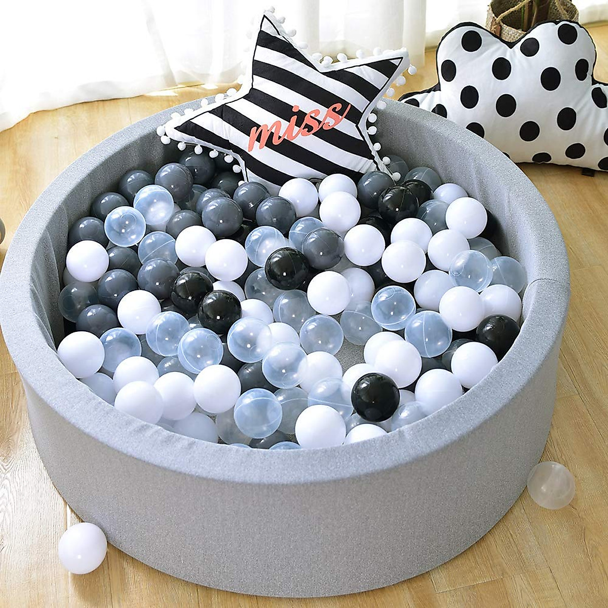 Triclicks Deluxe Kids Ball Pit Kiddie Balls Pool Soft Baby Playpen Indoor Outdoor - Ideal Gift Play Toy for Children Toddler Boys Girls (Grey)