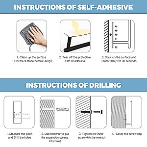 Paper Towel Holders Wall Mount Under Cabinet 13.2In Self Adhesive Drilling SUS304 Stainless Steel Vertically Horizontally for Kitchen Bathroom Door Inside Outside Rustproof Rack