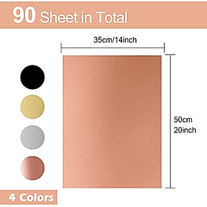 MIAHART 90 Sheets Metallic Gift Wrapping Paper Tissue Paper Bulk for Christmas Weddings Birthday Graduation Party Decor DIY Arts Crafts 20x14Inch (Metallic Gold Silver Rose Gold and Black)