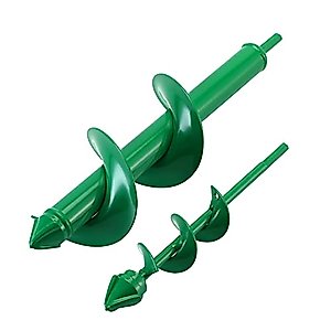 VUDECO Garden Auger Drill Bit for Planting 2 PCS, Bulb Planter Tool, Auger Post Hole Digger, Easy Garden Drill Auger Bit Planting, Spiral Drill Bit, Earth Planting Auger for Cordless Drill - Green