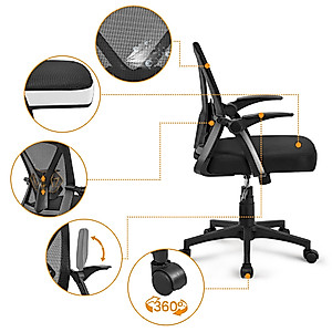 Yaheetech Set of 2 Mid-Back Mesh Office Desk Chair Ergonomic Task Swivel Rolling Executive Chair with Adjustable Arms and Lumbar Support for Office Conference Room and Study Room, Black