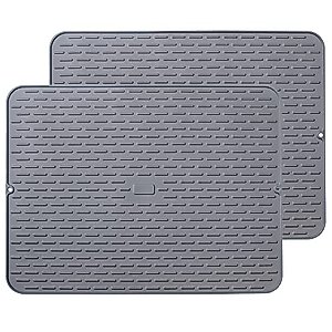 To encounter Silicone Dish Drying Mat - Extral Large 24" x 18" - Set of 2 Flexible Rubber Drying Mat, Heat Resistant Silicone Trivet, Counter Top Mat, Dish Draining Mat, Sink Mat