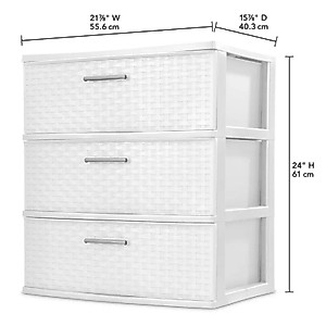 3 Drawer Wide Weave Tower,With handle White