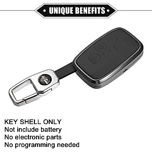 VekAuto Car Smart Key Fob Case Kit Compatible for Jaguar F-Type, Protective Faux Leather Black Keyless Entry Remote Cover with Key Chain