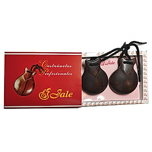 Jale Flamenco Castanets Professional Authentic Brown Granadillo Wood Spanish Castanet Size T-6 Woman Adult by Ole Ole Flamenco