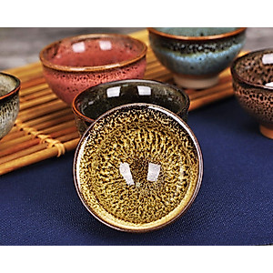 VanEnjoy 6 Sets Colorful Tea Cups - Kiln Transformation Chinese Handmake Jianzhan