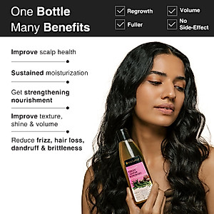 Soulflower Rosemary Castor Hair Oil for Hair Growth, Hairfall Control, For Dry, Damaged, Curly, Coily, Frizzy & Beard Hair - 100% Pure, Vegan,Ecocert Cosmos Organic Certified, 6.77 fl oz