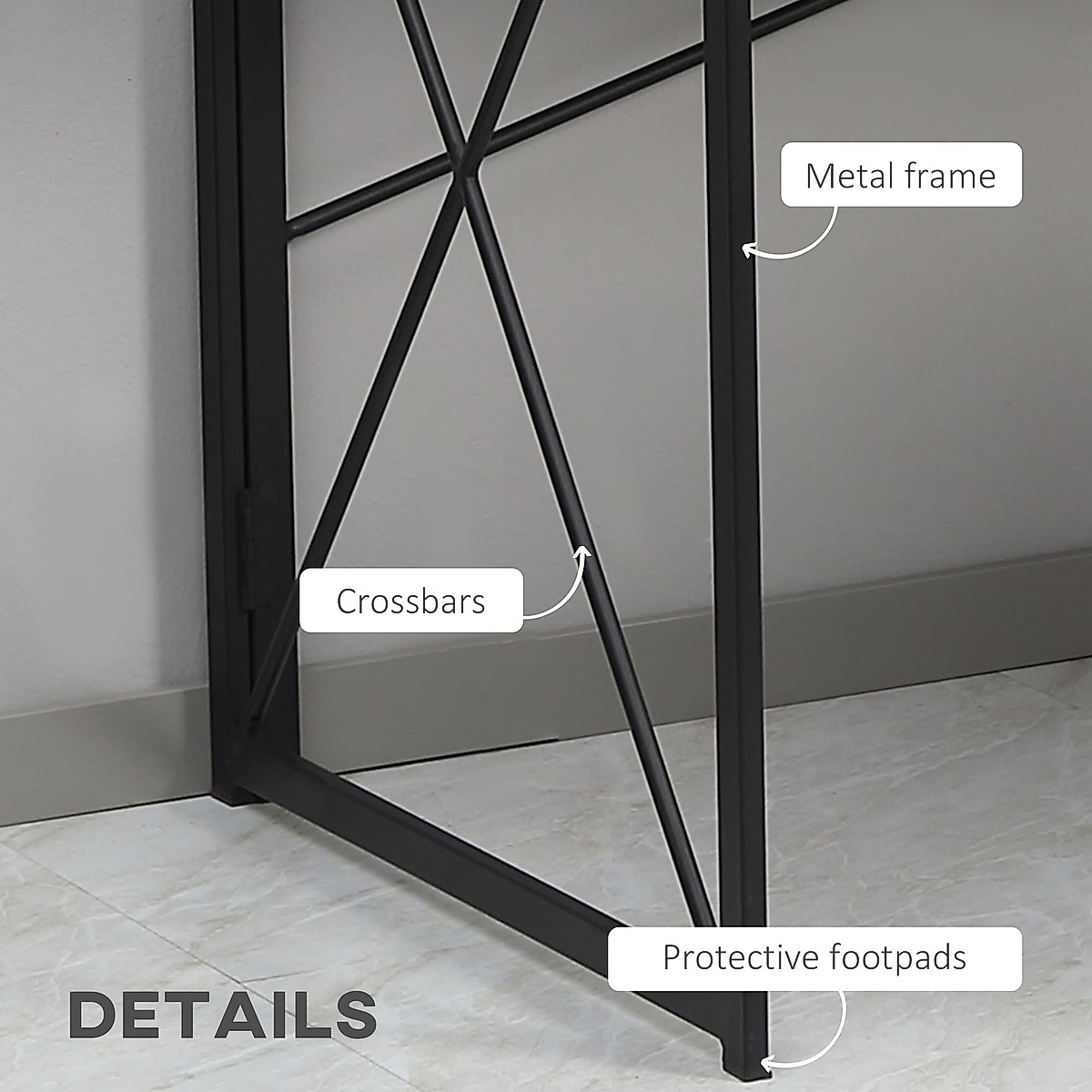 HOMCOM Folding Computer Desk, 47.25" Wide Home Office Writing Desk with Metal Frame, Brown