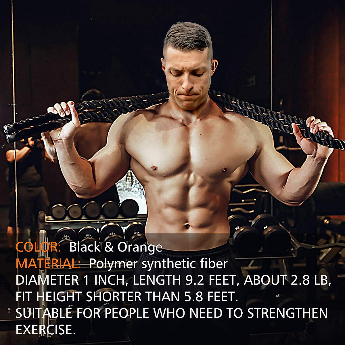 Proud Panda Heavy Jump Ropes for Fitness 3LB, Weighted Adult Skipping Rope Exercise Battle Ropes for Men & Women, Total Body Workouts, Power Training in Gym to Improve Strength and Building Muscle(1''