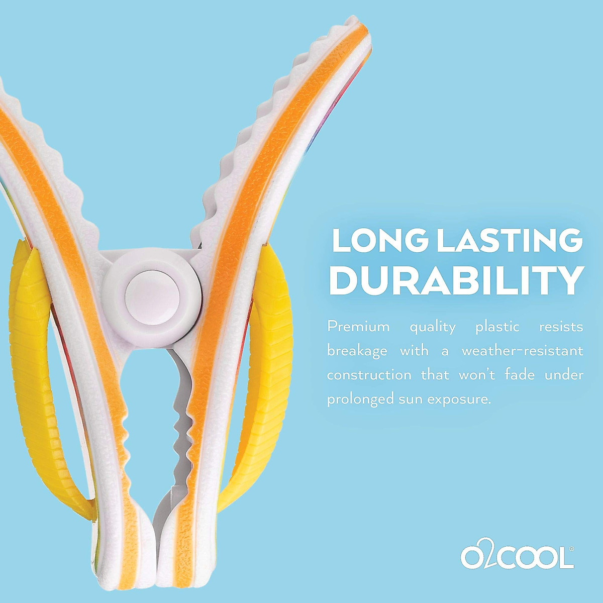 O2COOL Bocaclips - Beach Towel Clips for Beach Chairs, Patio and Pool Accessories - (Tie Dye Flip Flop) 2 Count