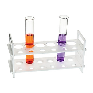 EISCO 12 Hole Test Tube Stand - Holds (6) 30 mm Diameter and (6) 15 mm Diamater Tubes, Stand is Made of Polythene