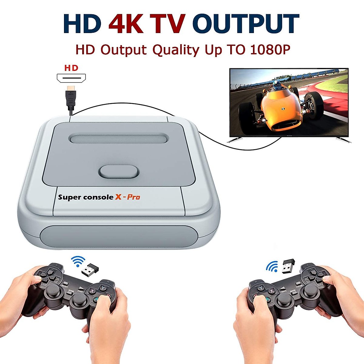 Kinhank Retro Game Console,Super Console X PRO Emulator Console with 95000+ Video Games,Video Game Console with 60+ Emulator,Game Consoles for 4K HD Output,5 Players,LAN/WiFi,Best Gifts for Men