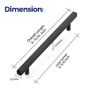 Ravinte 10 Pack 8-13/16" Square Cabinet Pulls Matte Black Stainless Steel Kitchen Cupboard Dresser Handles Cabinet Handles 8-13/16" Length, 6-1/4" Hole Center