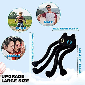 Long Cat Plush Pillow,39" Cute Black Cat Stuffed Animals Kawaii Soft Plushies,Big Plush Toys Gift for Girlfriend Kids
